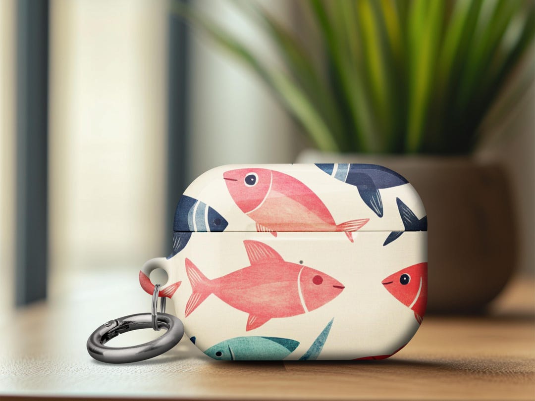 Pink Blue Fish AirPod Case, Vintage AirPod Case Keychain Protective Cover for AirPod Pro 1/2 ...