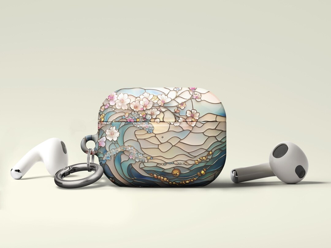 Hokusai Stained Glass Wave Kangawa AirPod Case Keychain Protective ...