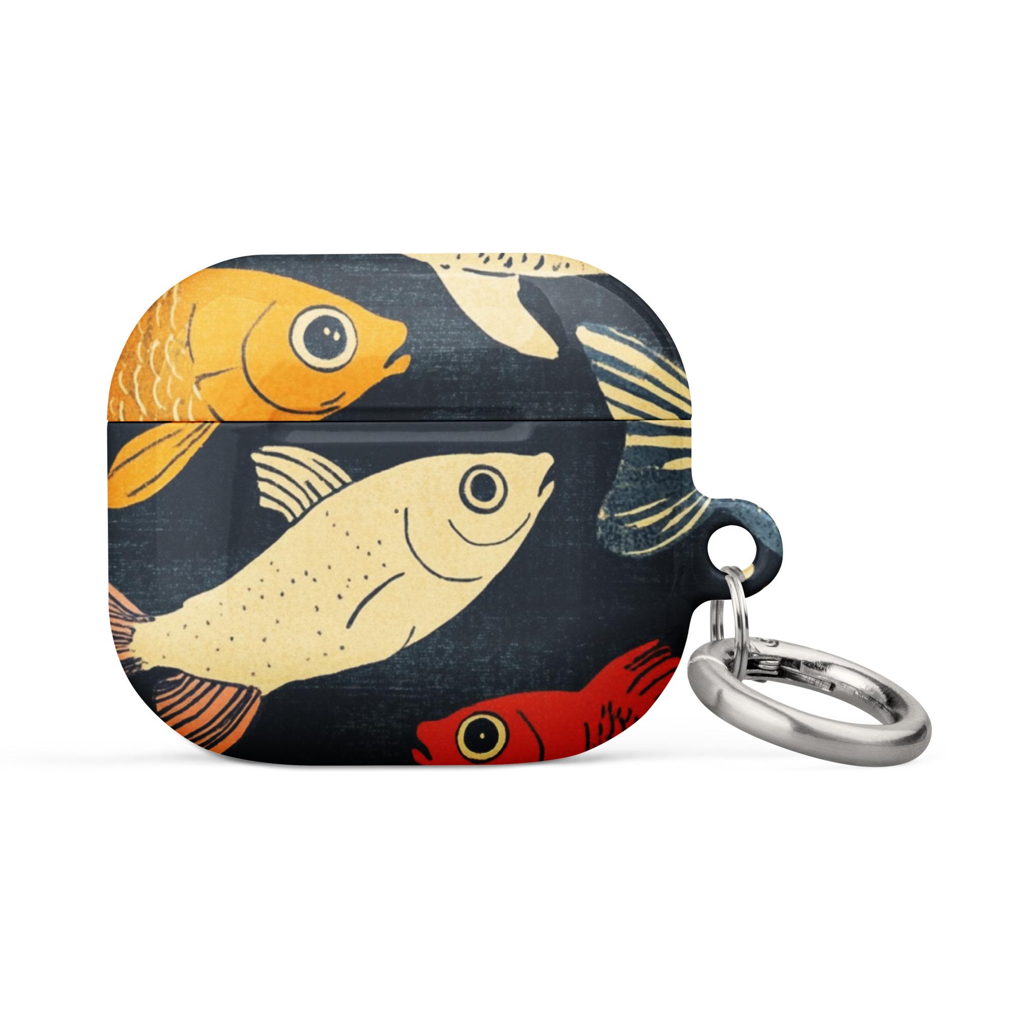 Airpods Case Japanese Hokusai Style Fish, Keychain Protective Cover for ...