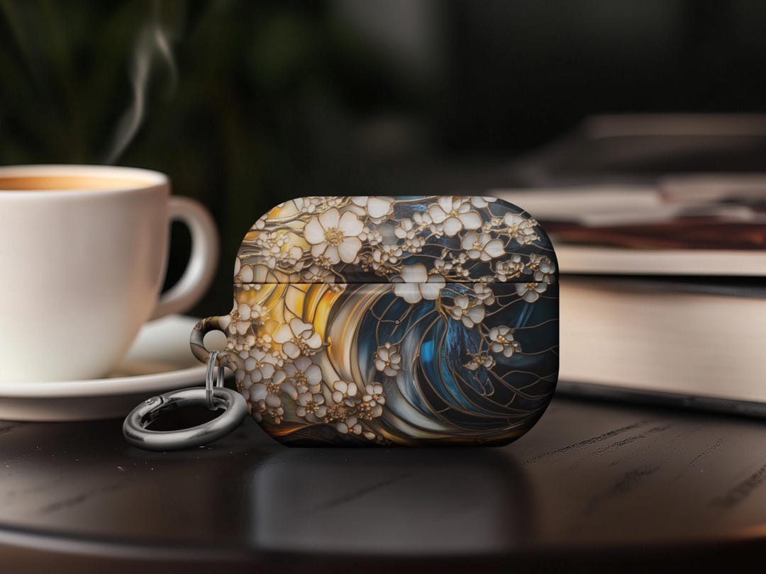 Japanese Hokusai Wave Stained Glass AirPod Case Keychain Protective ...