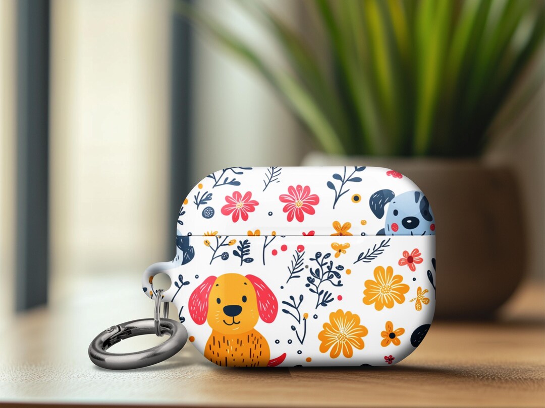 Cartoon Dog and Flower AirPod Case, Keychain Protective Cover for ...