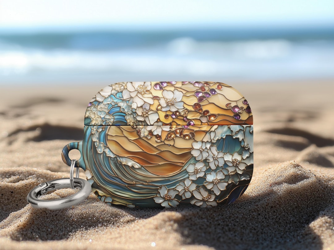 Stained Glass Effect AirPod Pro 2 Case Japanese Wave Bloom Diamond ...
