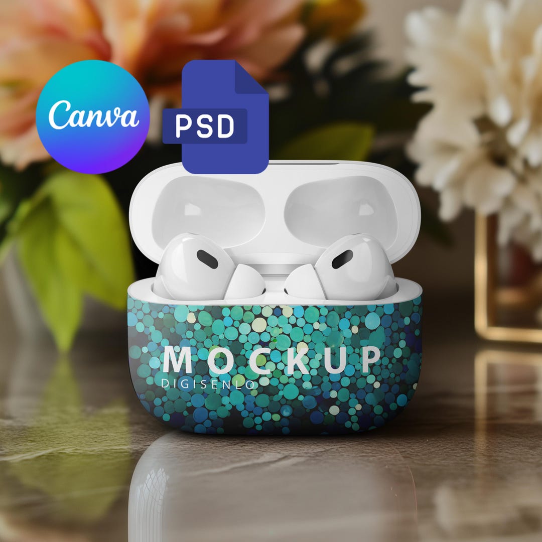AirPod Case Mockup Template, Easy Edit Canva & PSD Mockup, Customizable ...