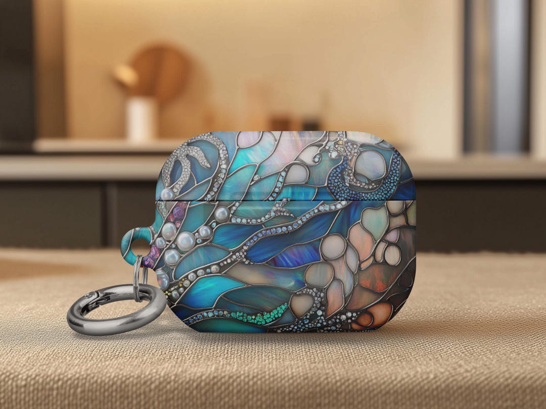 Airpods Pro 2 Case Cover Ocean Stained Glass Mosaic AirPod Gen 4 ...