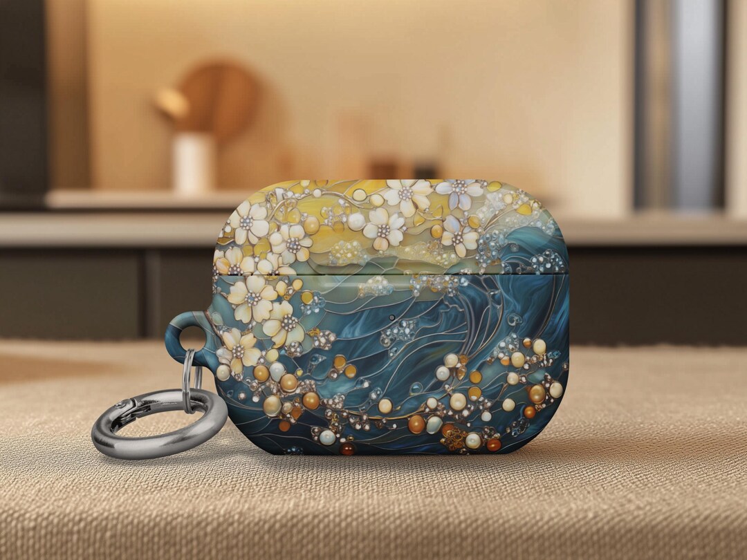Stained Glass Effect AirPod Pro 2 Japanese Wave With Floral Design Idea ...