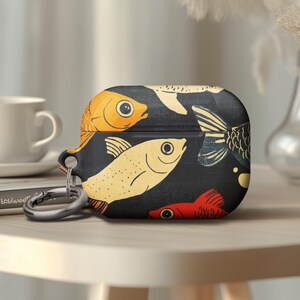 Airpods Case Japanese Hokusai Style Fish, Keychain Protective Cover for ...