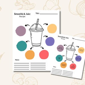 Recipe Template Page, Smoothie & Juice Template, Printable and Digital ...