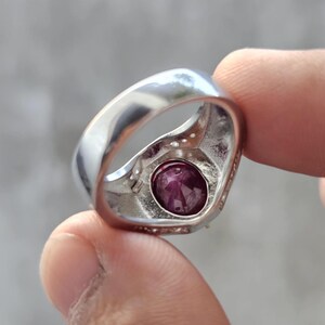 Natural Ruby Mens Ring, 925 Sterling Silver Red Stone Rings, Handmade Oval Cut Stone, Trendy Man ...