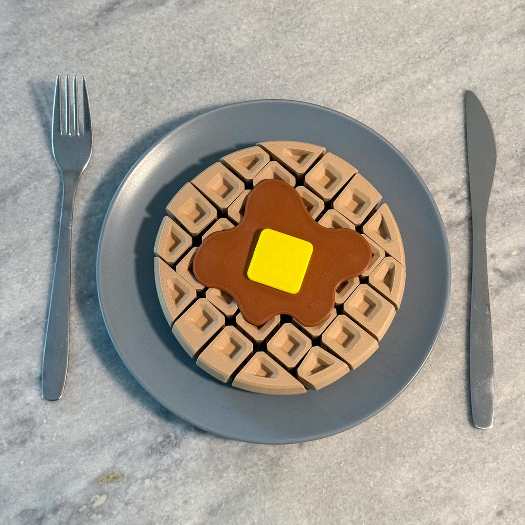 Floppy Waffle Fidget Toy - Articulated Round Breakfast Waffle With ...