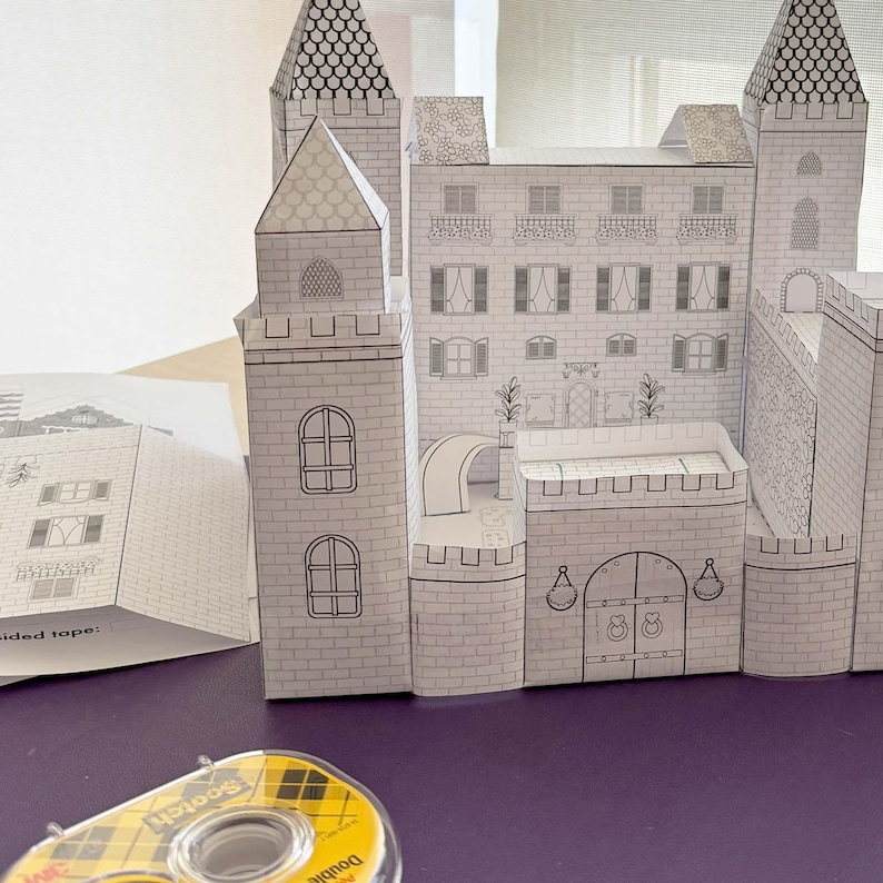 Printable Coloring Paper Castle: Kids DIY Foldable Activity (digital ...