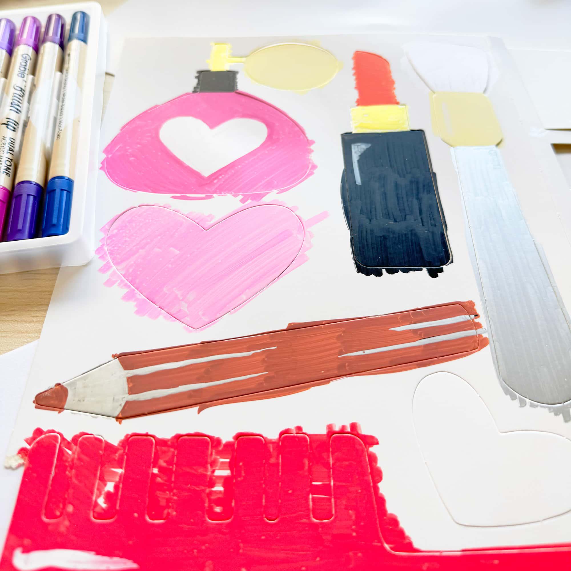 DIY Card Coloring Kit | Pre-cut Makeup Shelf Craft | Coloring Activity ...