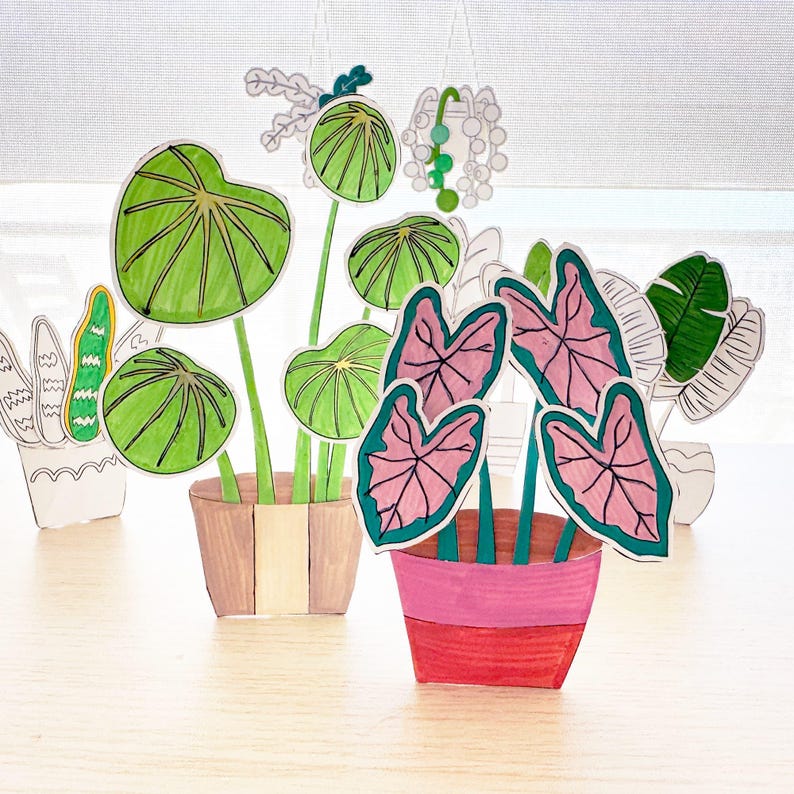 Printable Houseplant Coloring Pages: Kids' Art Activity (digital ...