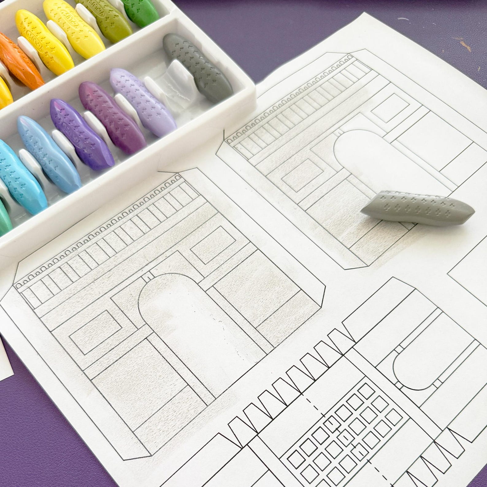 European Landmarks Coloring Page: Printable DIY Paper Craft (digital ...
