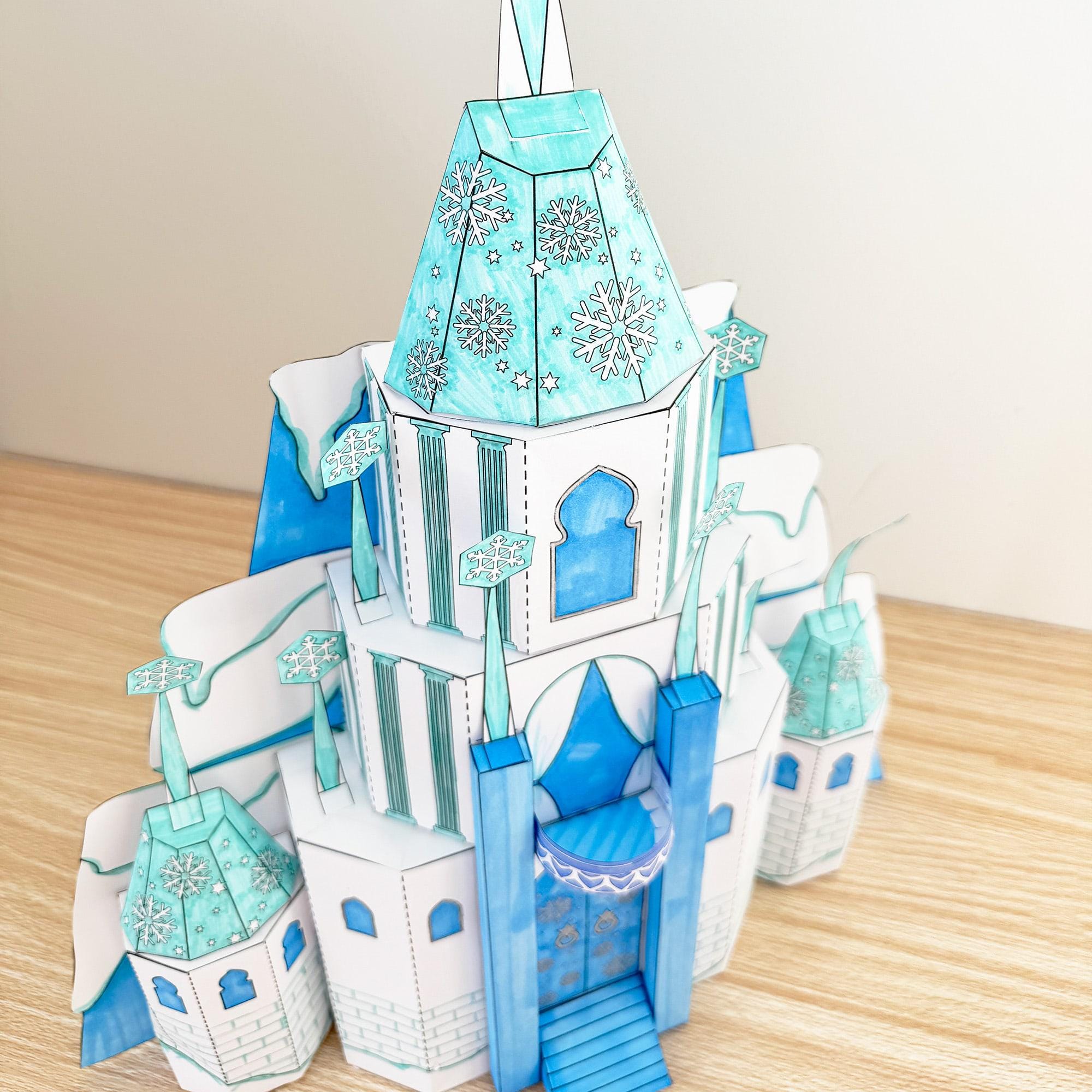 Printable Ice Castle Coloring Page: 3D Paper Craft (digital Download - Etsy