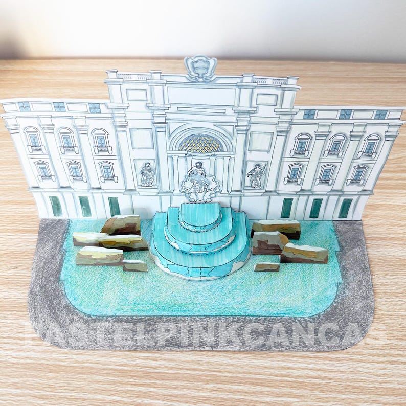 Printable Trevi Fountain Paper Craft: Rome Landmark Diorama (digital ...