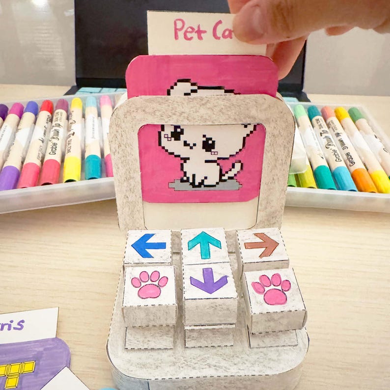 Retro Coloring Paper Game Console: DIY Pixel Art Toy (digital File) - Etsy