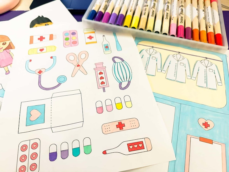 Printable Coloring Nursing Kit for Kids | Two Digital Files(blank ...