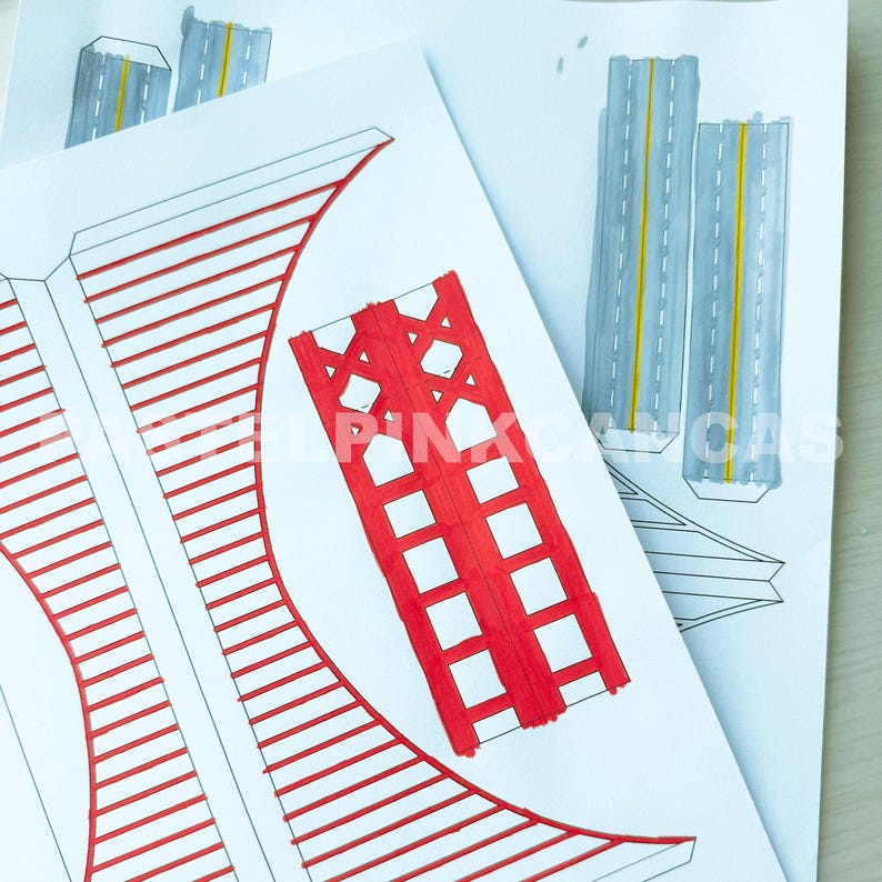 Golden Gate Bridge Paper Craft: 3D Model for Kids (coloring Printable ...