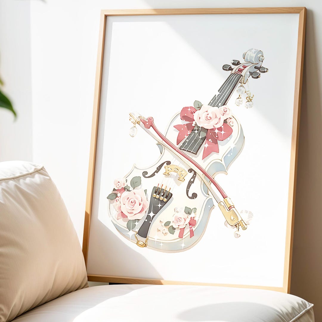 5 Floral Cello Art Print Poster Digital Files | Musical Wall Decor ...