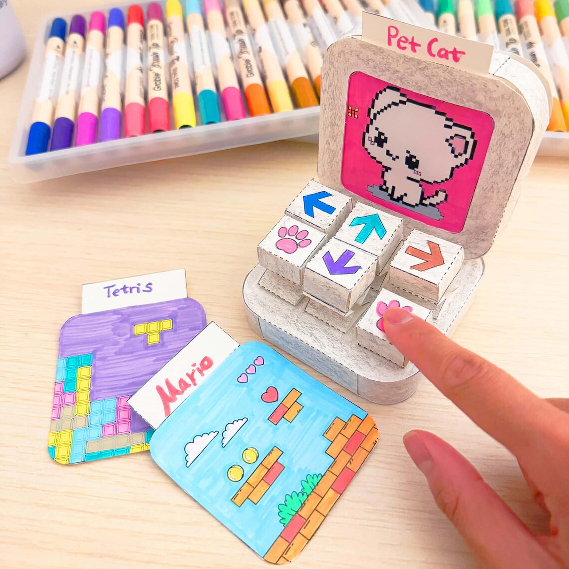 Retro Coloring Paper Game Console: DIY Pixel Art Toy (digital File) - Etsy