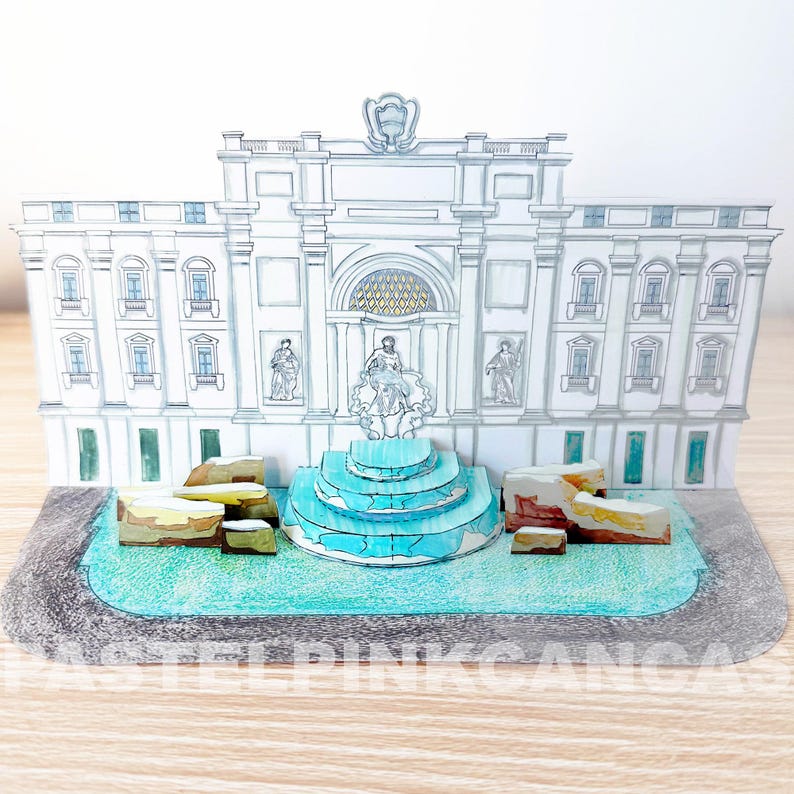 Printable Trevi Fountain Paper Craft: Rome Landmark Diorama (digital ...