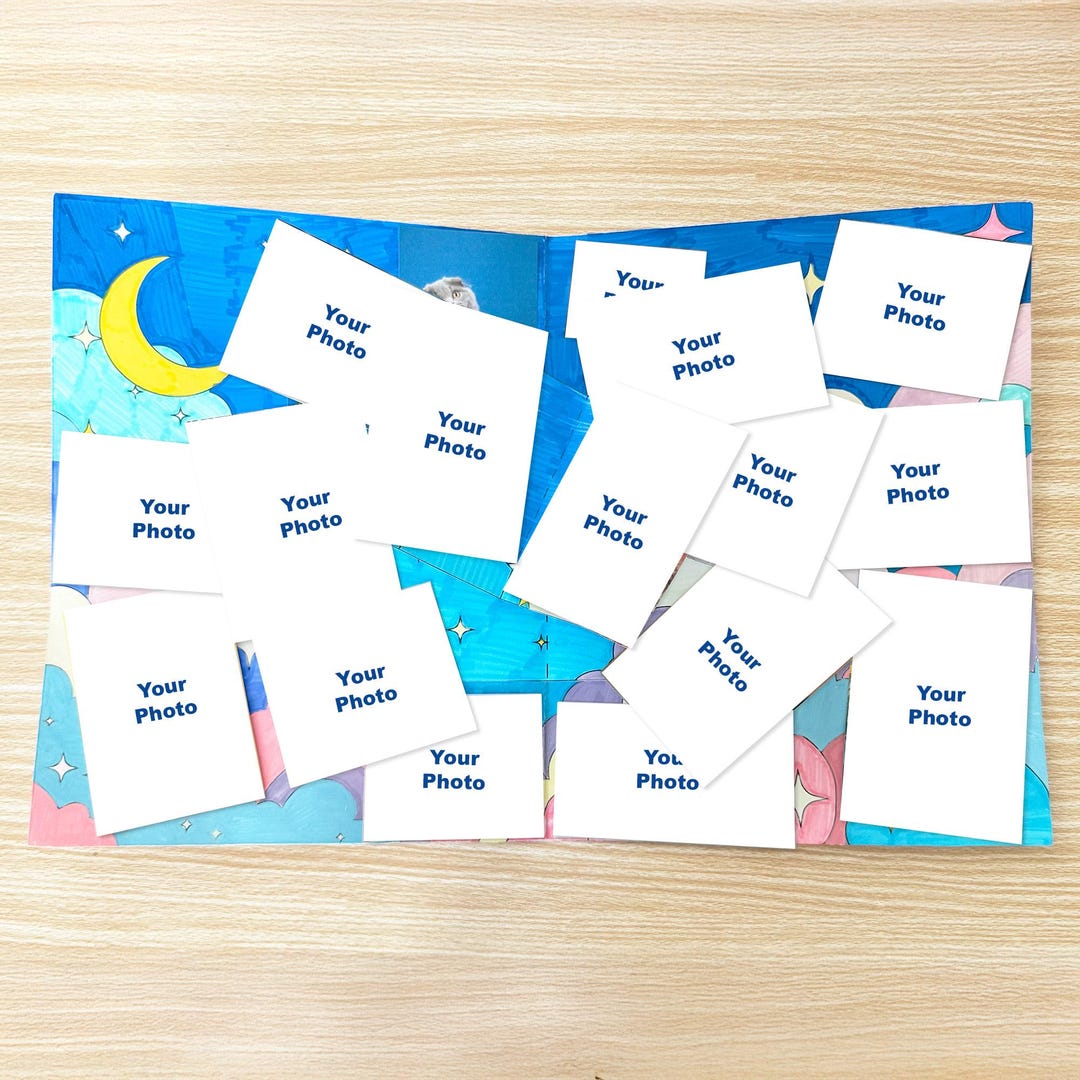 Printable Coloring Photo Album: DIY Scrapbook Card, Kids Craft (digital ...