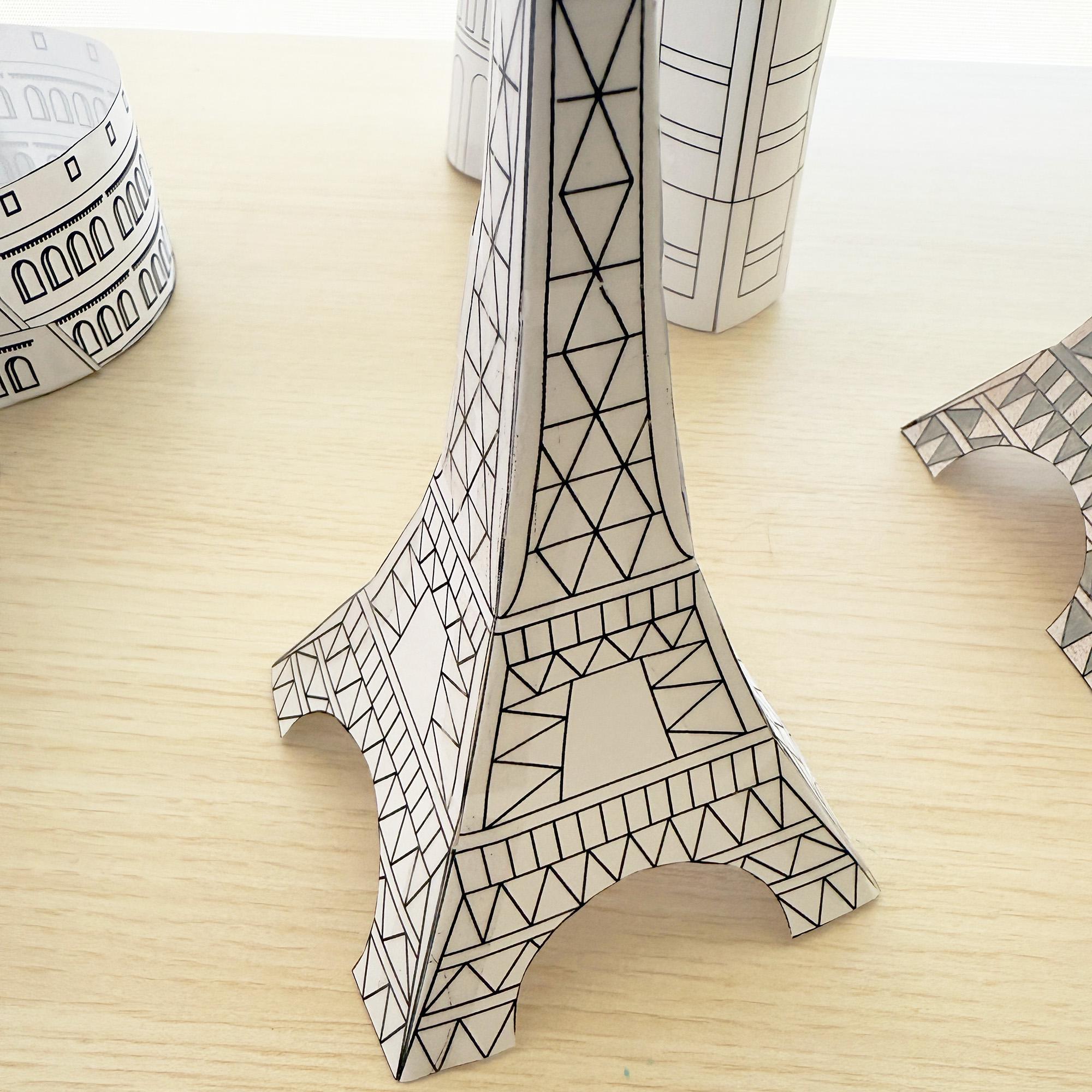 European Landmarks Coloring Page: Printable DIY Paper Craft (digital ...