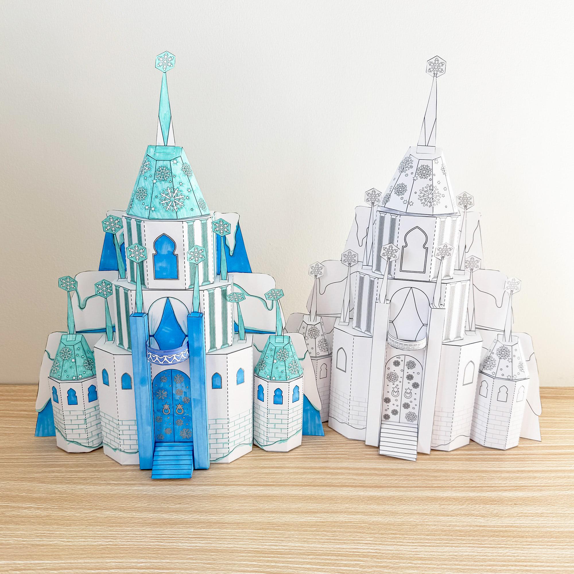 Printable Ice Castle Coloring Page: 3D Paper Craft (digital Download - Etsy