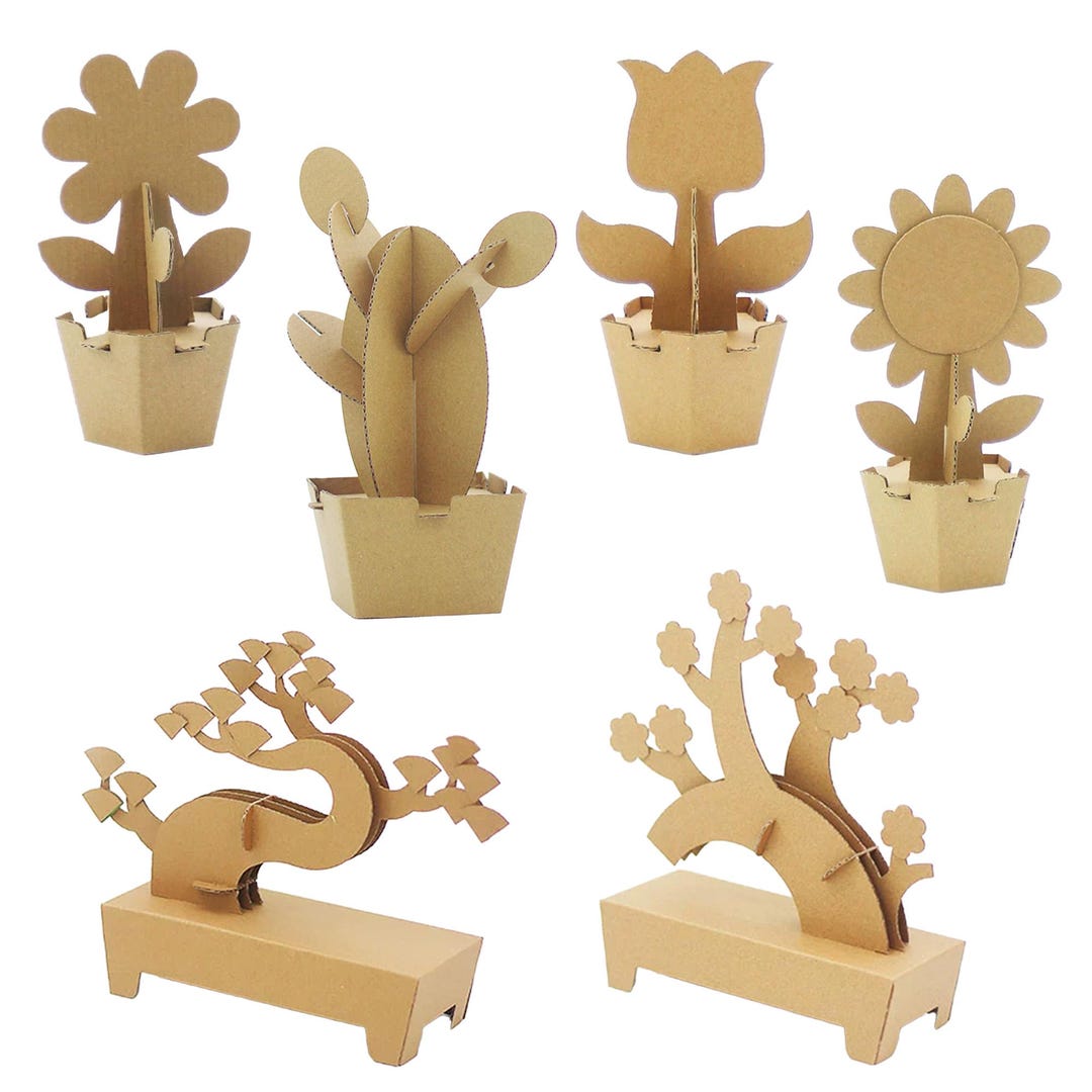 Cardboard Flower DIY Kit | Tulip Sunflower Bonsai Craft | Pre-cut ...