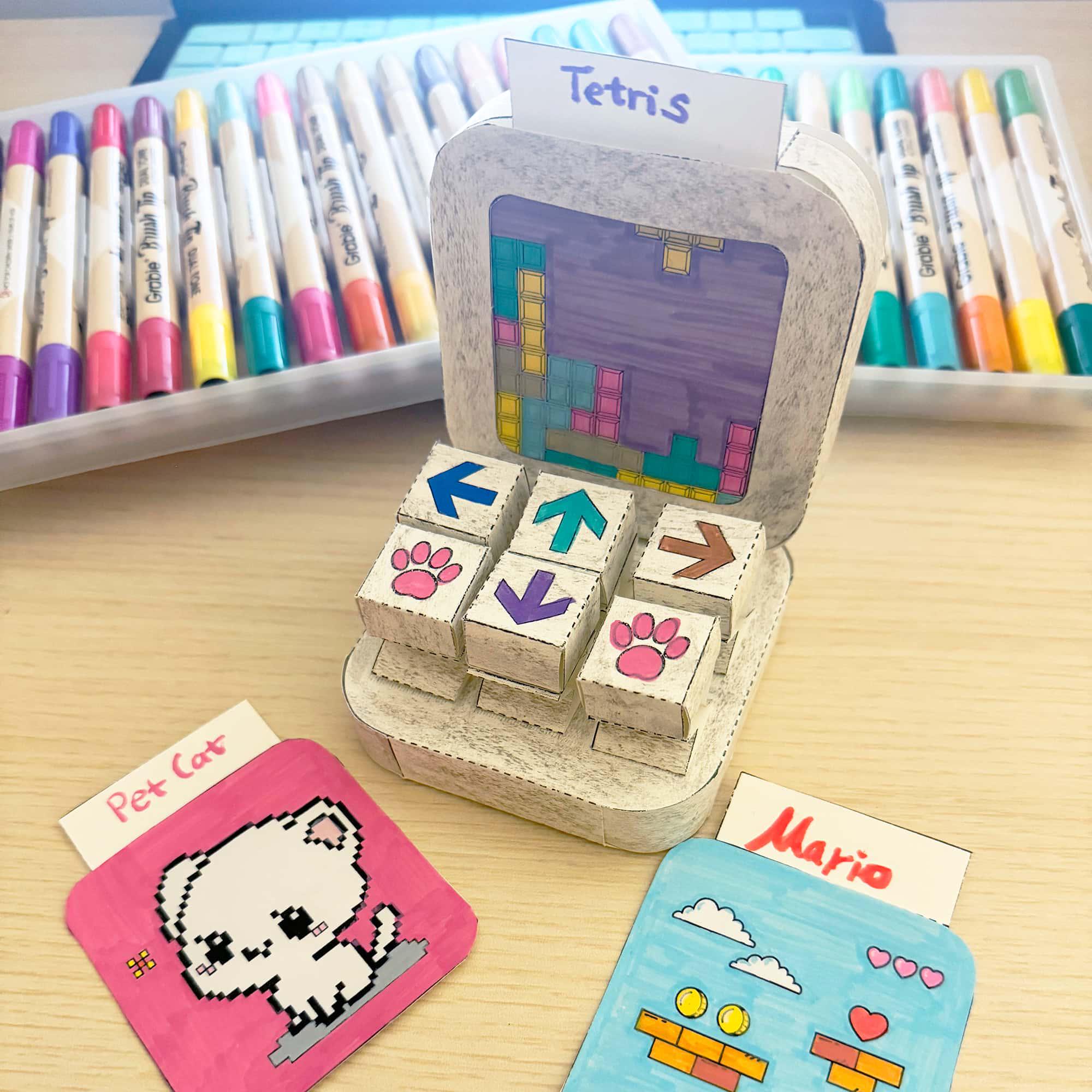 Retro Coloring Paper Game Console: DIY Pixel Art Toy (digital File) - Etsy