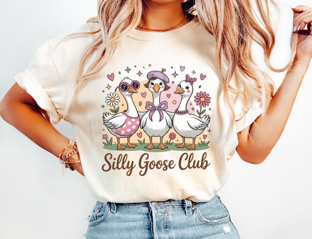 Silly Goose Club PNG – Cute Country Goose Clipart With Glasses, Bows ...