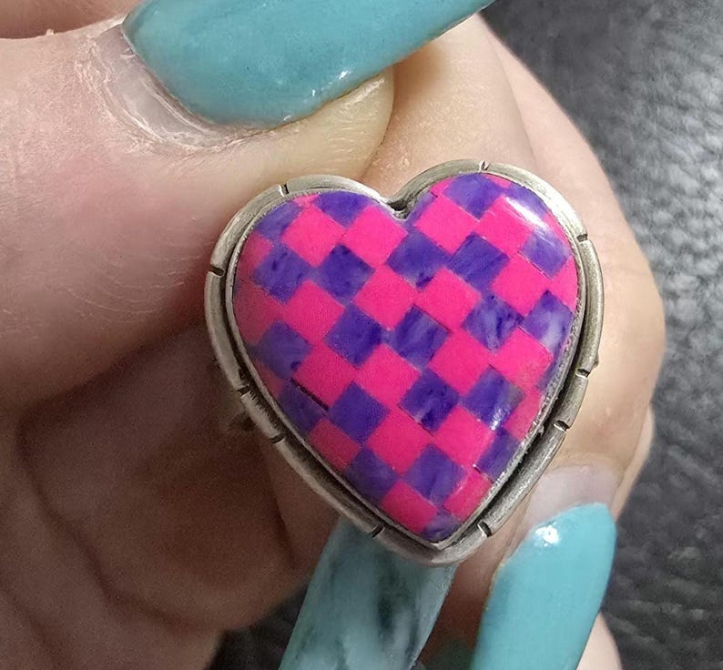 Pink and Purple Checkerboard Ring - Etsy