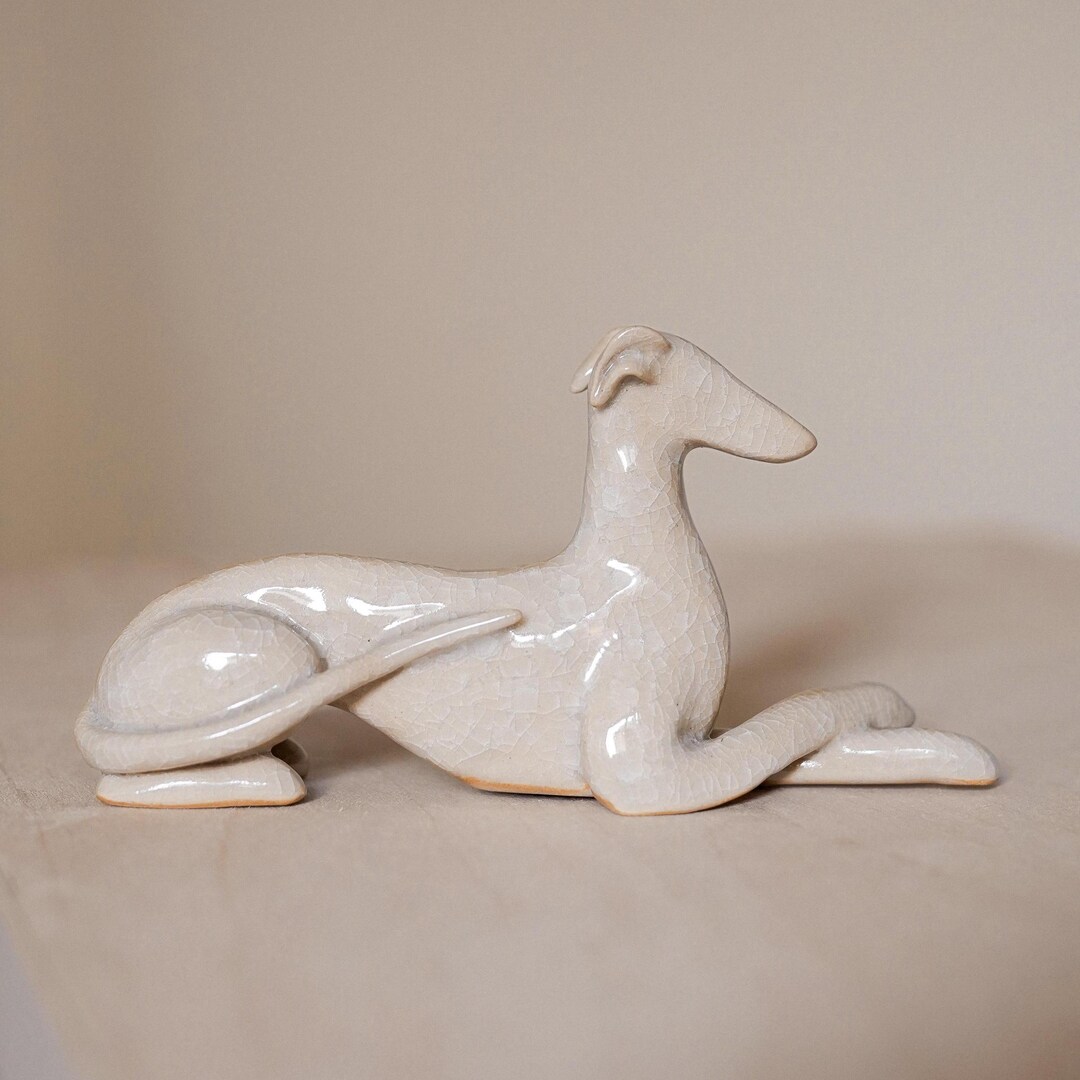 Sighthound Ceramic Figurine, Whippet Clay Sculpture, Whippet Lover Gift ...