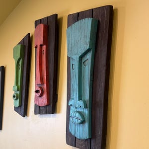 Colorful Tiki Mask Wall Hangings - Mid Century Retro Tropical Decor ...