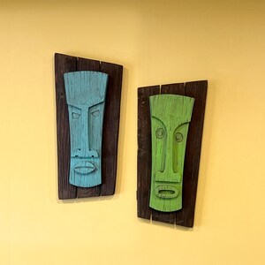 Colorful Tiki Mask Wall Hangings - Mid Century Retro Tropical Decor ...