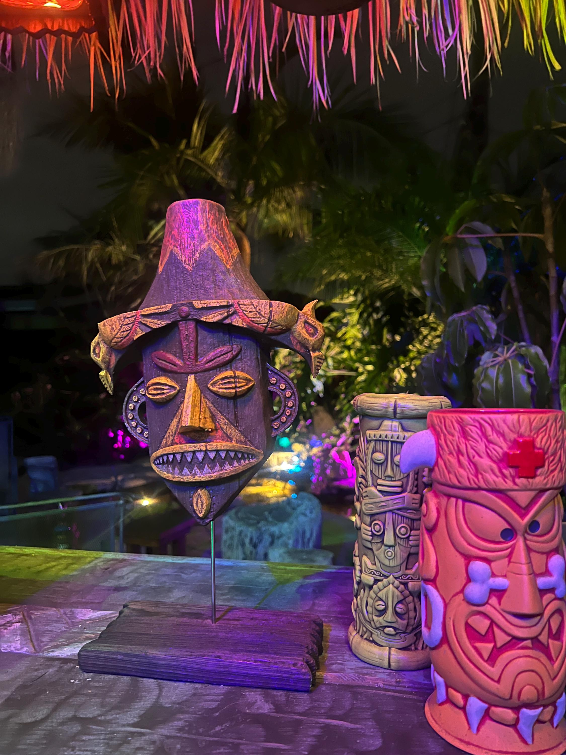 Enchanted Tiki Room Pele Mask Replica on Display Stand - Disneyland ...