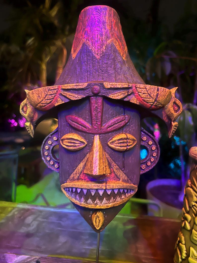 Enchanted Tiki Room Pele Mask Replica on Display Stand - Disneyland ...