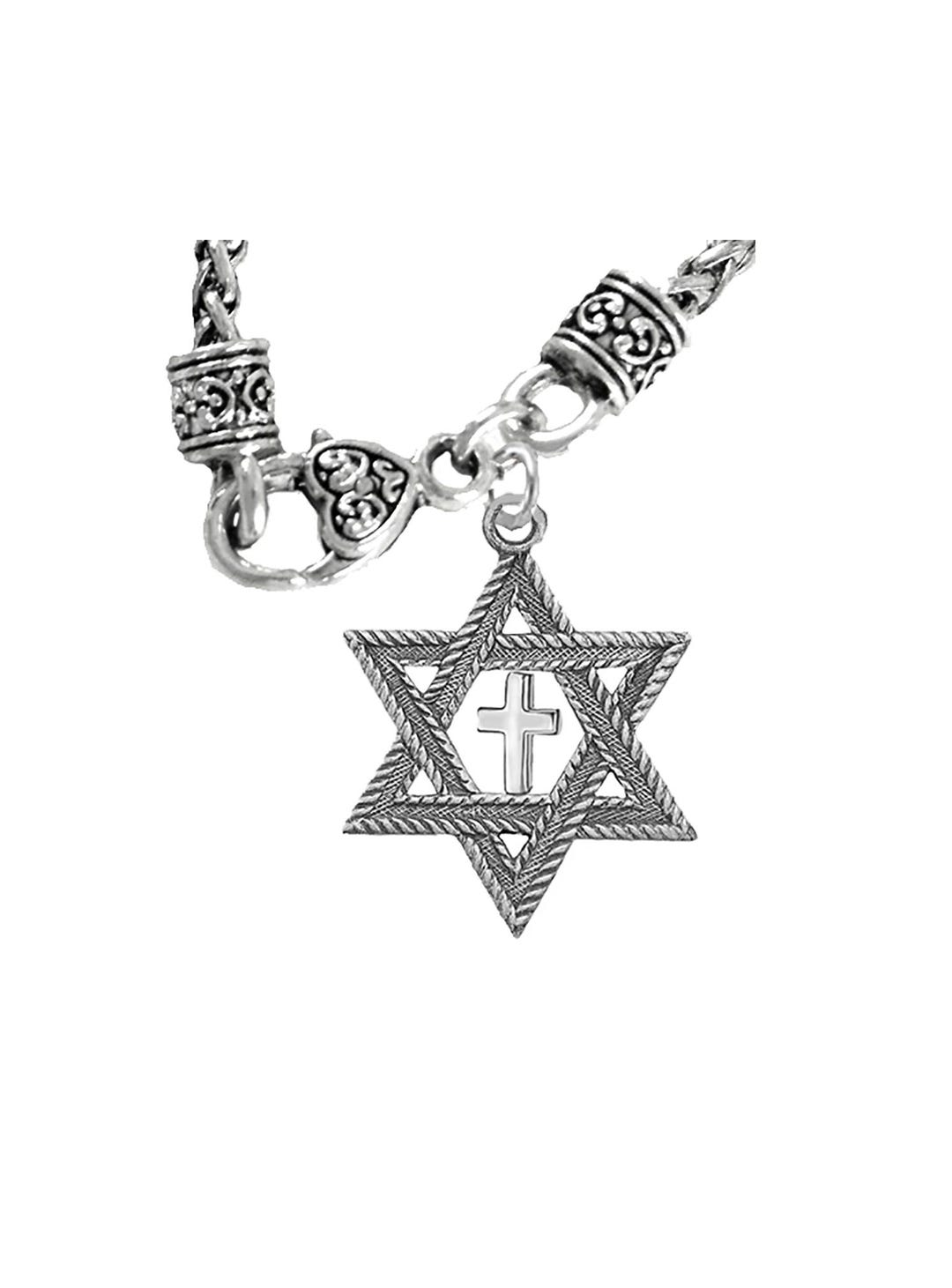 Messianic Christian Jewish Antique Silvertone Star of David & Polished ...