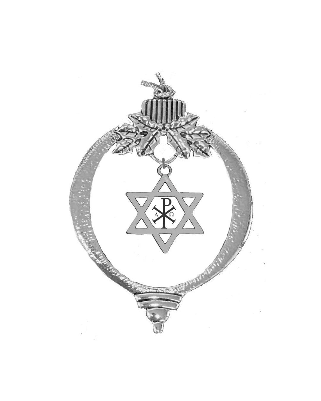 Messianic Star of David Christmas Ornament, Alpha Chi Rho, Silvertone ...