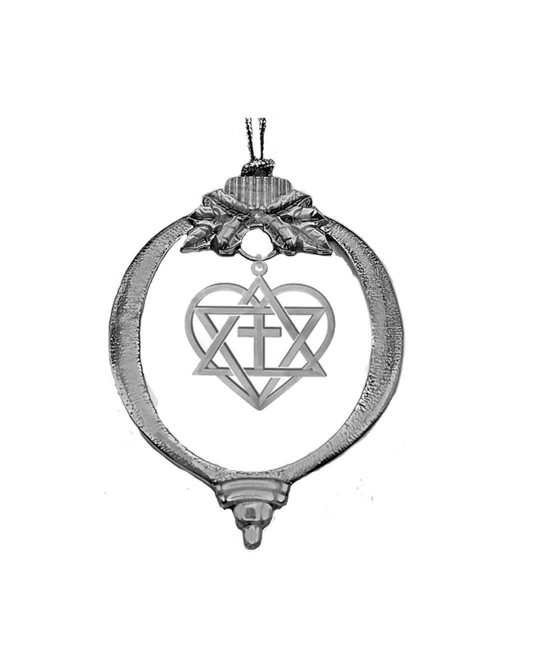 Messianic Yeshua Christmas Silvertone Ornament With Heart, Star of ...