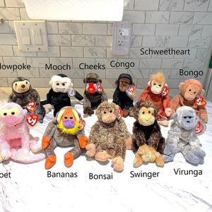 Ty Monkey Ape Beanie Babies Prices Vary - Etsy