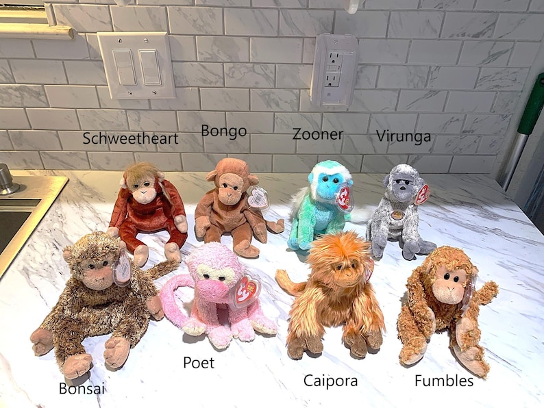 Ty Monkey Ape Beanie Babies Prices Vary - Etsy