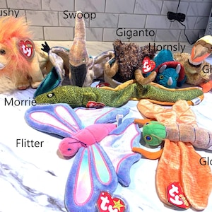 Ty Beanie Babies: Prices Vary, Trident, Elephant, Dinosaur, Insect ...