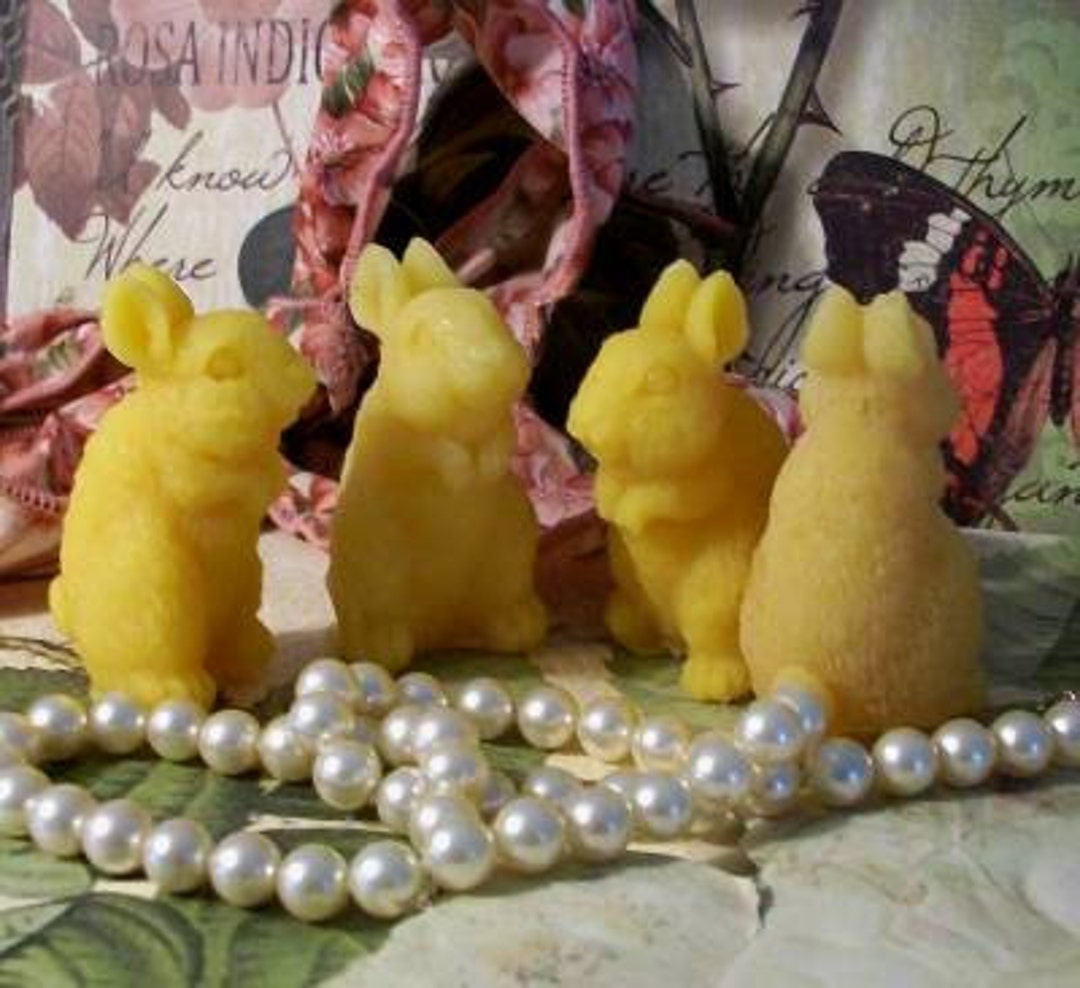 4 Beeswax Little Bunny Rabbit Candles - Etsy