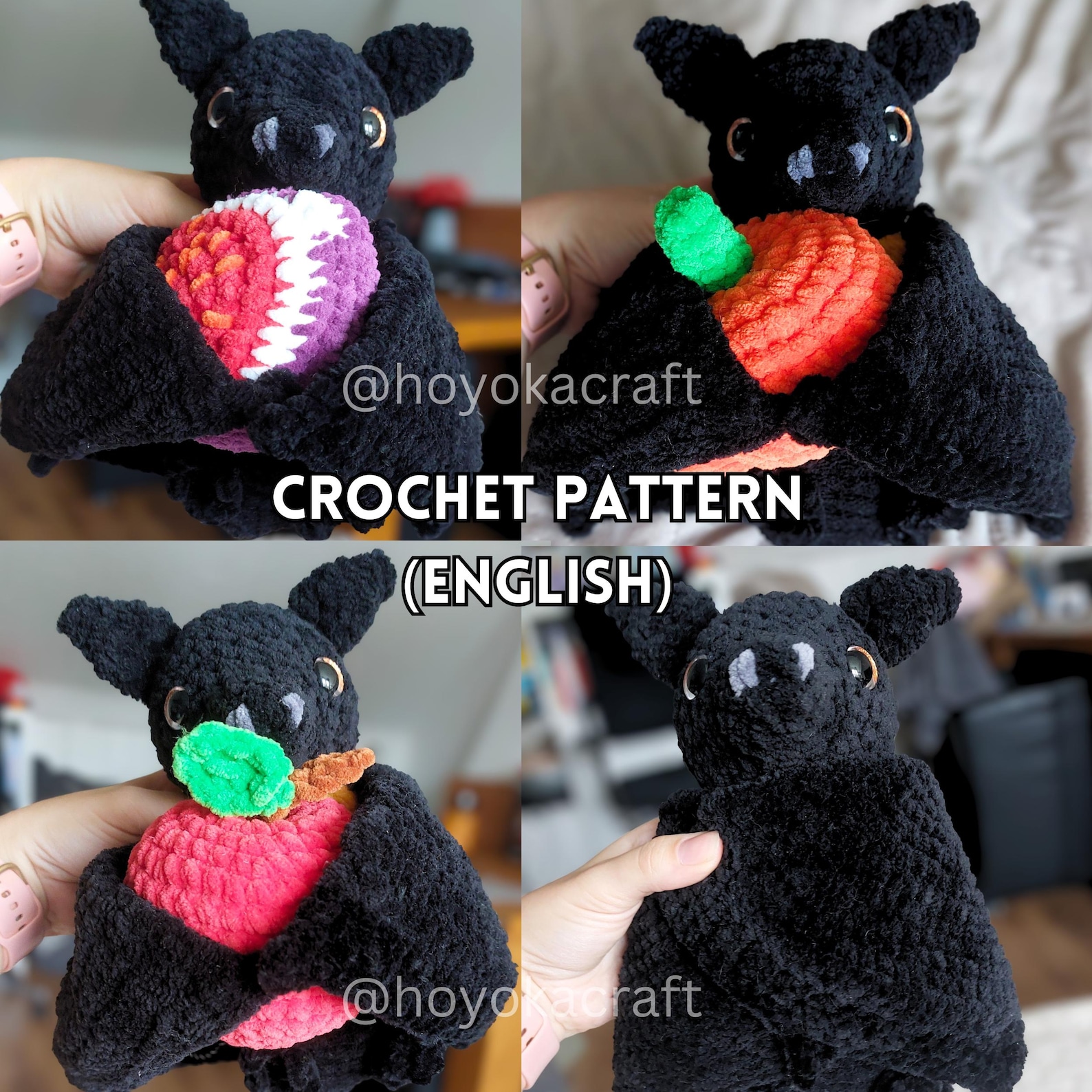 Fruit Bat Crochet Pattern: With 3 Different Fruit (PDF Pattern) - Etsy