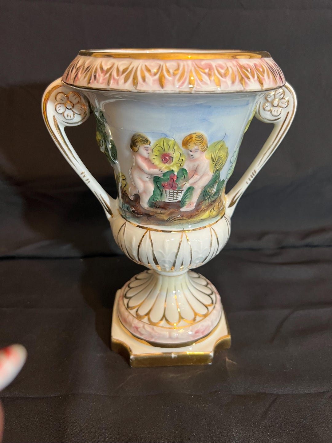 Antique Italian Capodimonte Footed Vase With Cherubs Pre-1800 Original ...