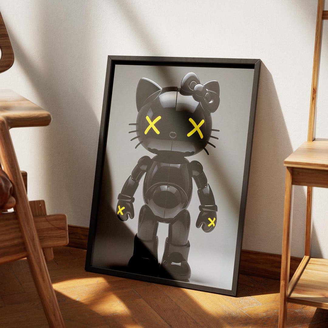 Hello Kitty KAWS Digital Poster Hypebeast Wall Art, Girls Room Decor ...
