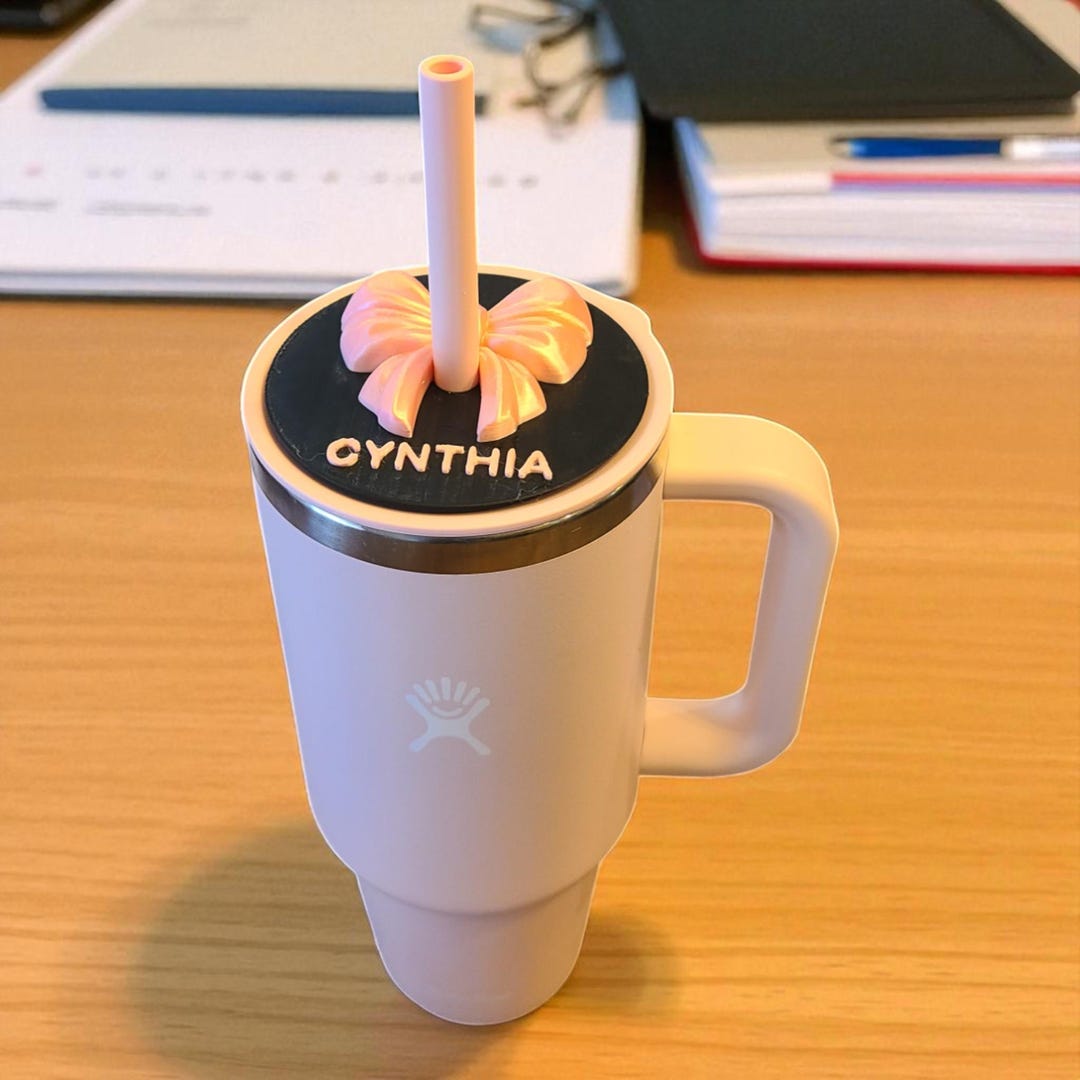 Personalized Hydro Flask Lid Topper: Custom Name Plate With Pink Bow - Etsy