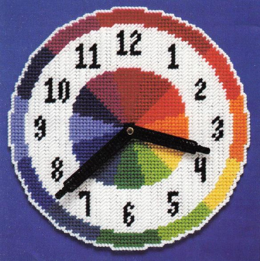 Vintage PDF Plastic Canvas Pattern - Learn to Tell Time Clock - Etsy