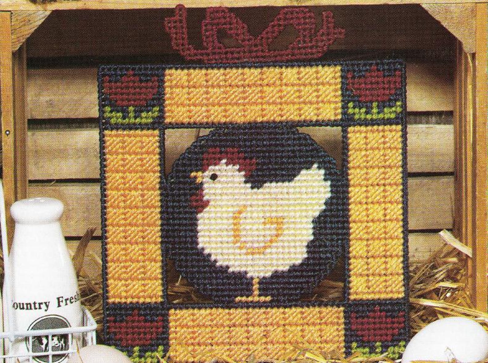 Vintage PDF Plastic Canvas Pattern - Country Chicken - Etsy